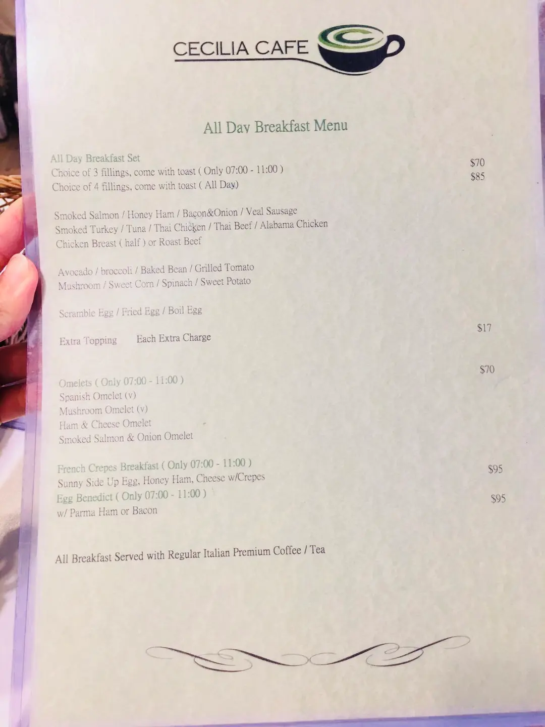 Cecilia Cafe's Menu - International Sandwich in Central Hong Kong ...