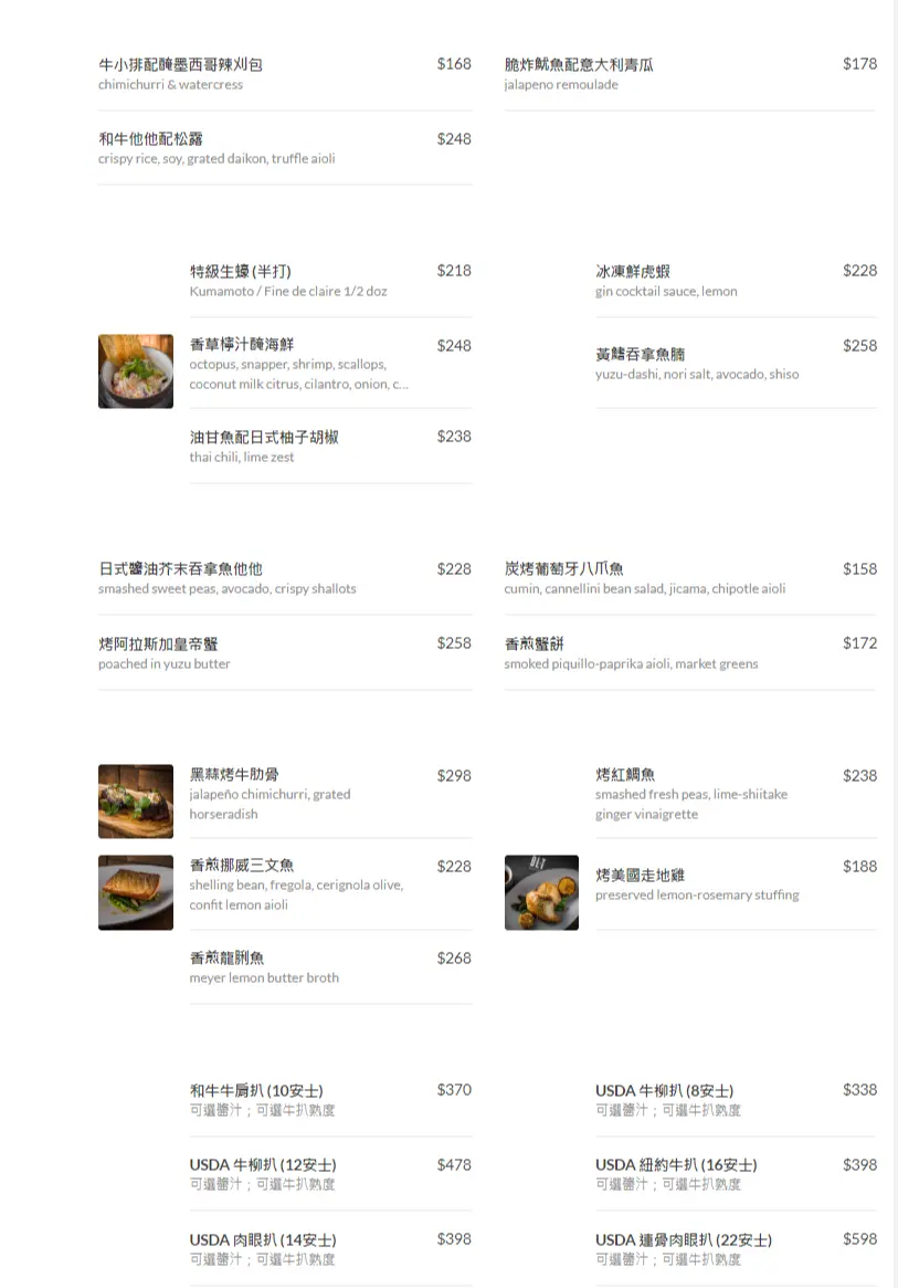 Thought for Food's Menu - International in Tsim Sha Tsui Hong Kong ...