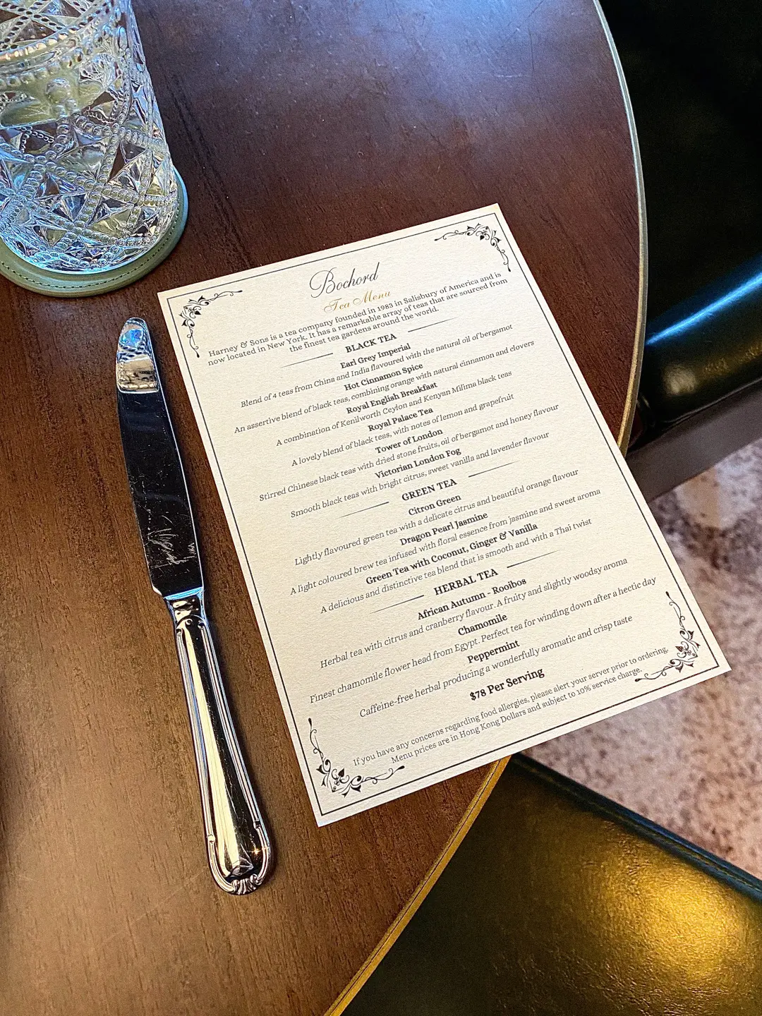 Bochord's Menu - French Fine Dining Steak House in Causeway Bay World ...